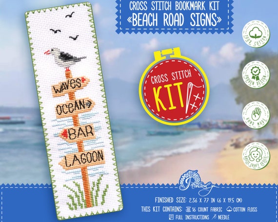 Marine Cross Stitch Kit 'beach Road Signs' Summer - Etsy
