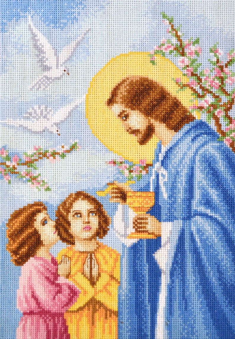 First Holy Communion Cross Stitch Pattern PDF, Eucharistic Adoration ...