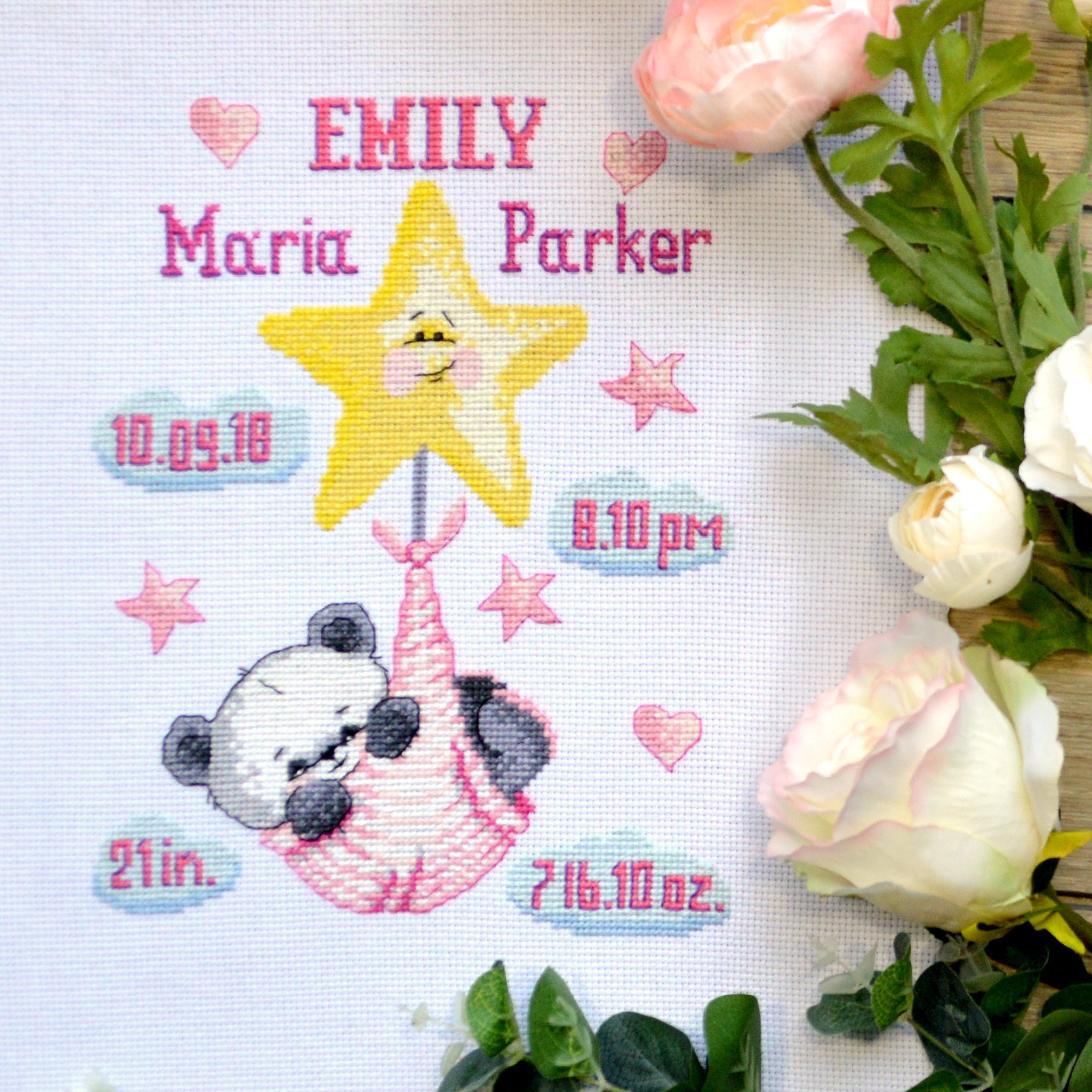 Baby Birth Announcement Cross Stitch Counted Pattern - Etsy
