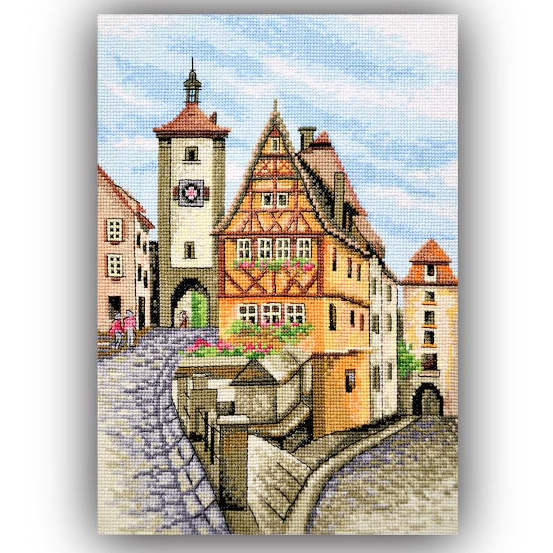 European Cityscape Cross Stitch 'rothenburg Ob Der Tauber' Counted ...