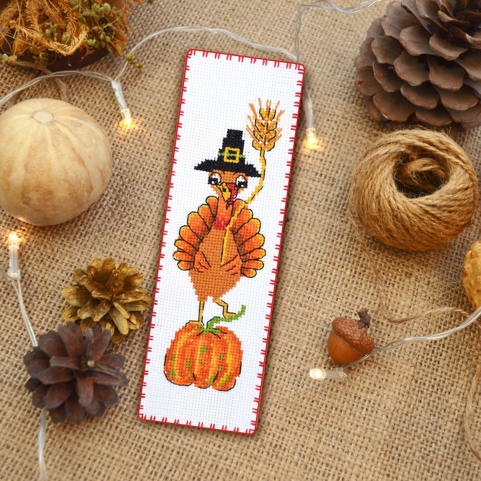 Thanksgiving Turkey Cross Stitch Bookmark Kit, Do It Yourself Holiday ...