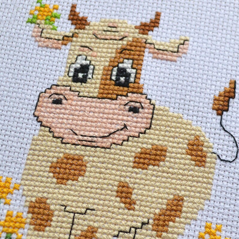 Cute Cow Cross Stitch Counted Pattern Baby Animal Embroidery - Etsy