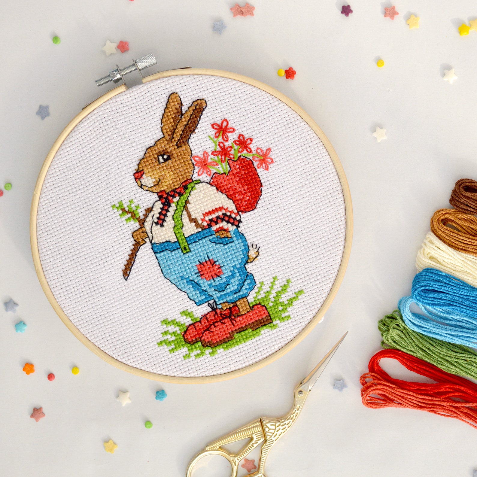 Cartoon Rabbit Cross Stitch Counted Pattern Spring Bunny | Etsy