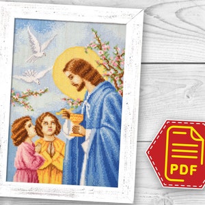 First Holy Communion Cross Stitch Pattern PDF, Eucharistic Adoration ...