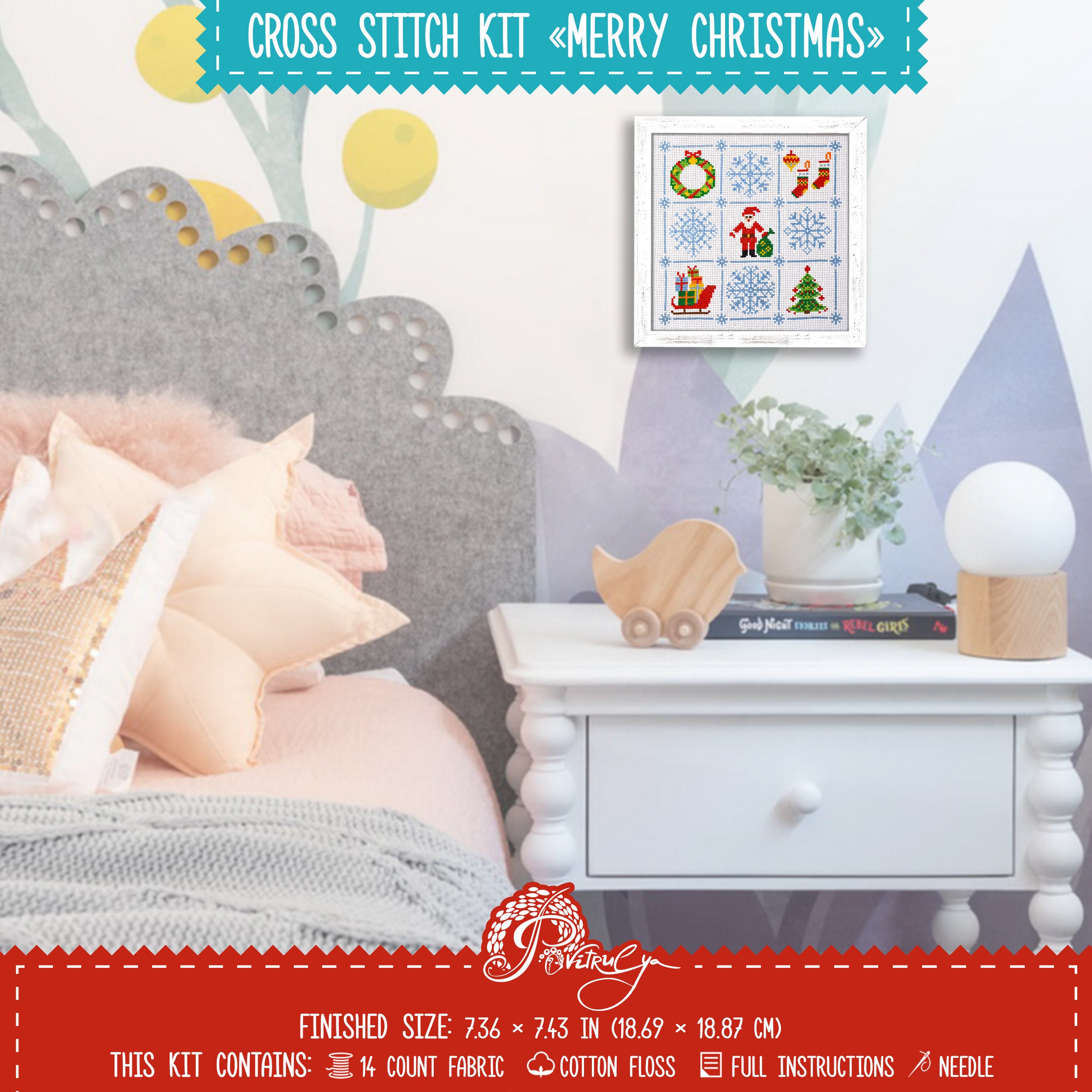 Cross Stitch Sampler Kit 'merry Christmas' With Easy Counted Pattern ...