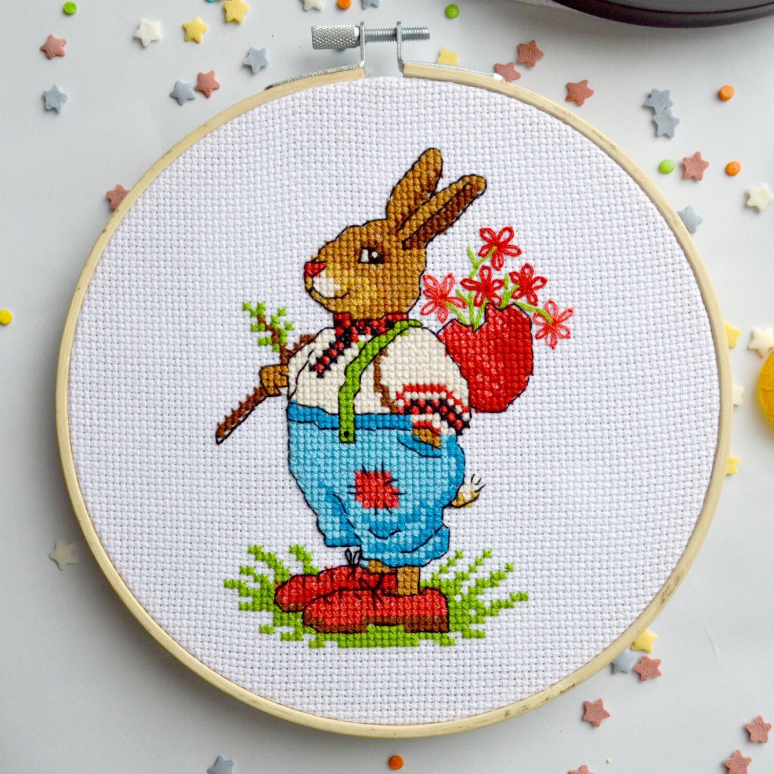 Cartoon Rabbit Cross Stitch Counted Pattern Spring Bunny - Etsy