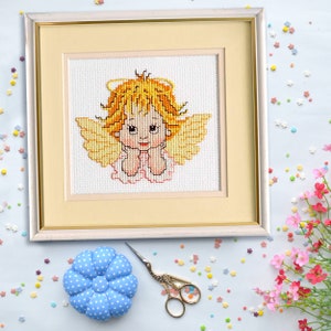 Cute Baby Angel Cross Stitch Counted Pattern, Beginners Embroidery ...