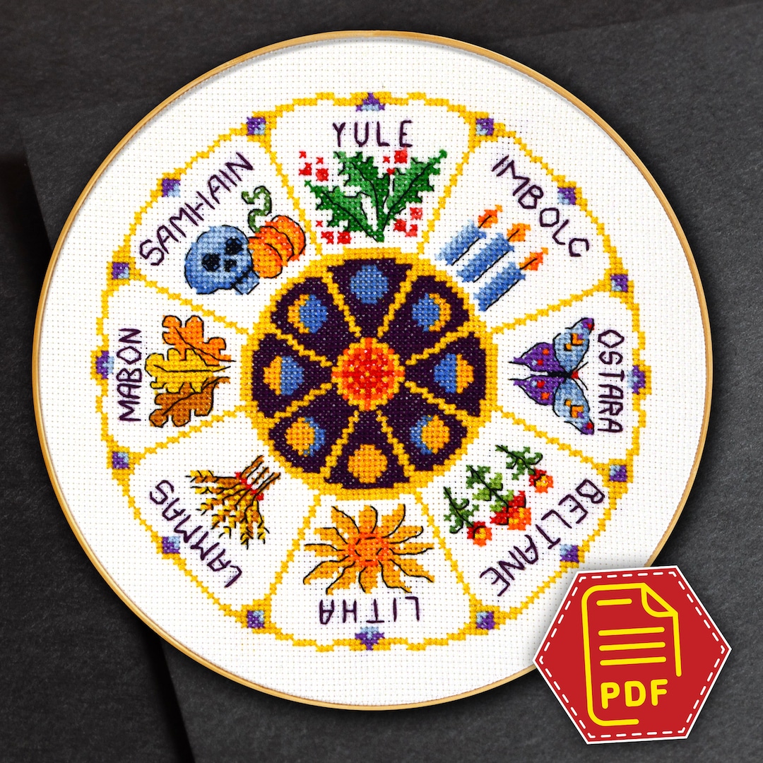 Wheel of the Year Embroidery Design, Pagan Wheel, Celtic Holidays ...