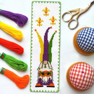 Mardi Gras Gnome Bookmark Cross Stitch Counted Pattern Download in PDF ...