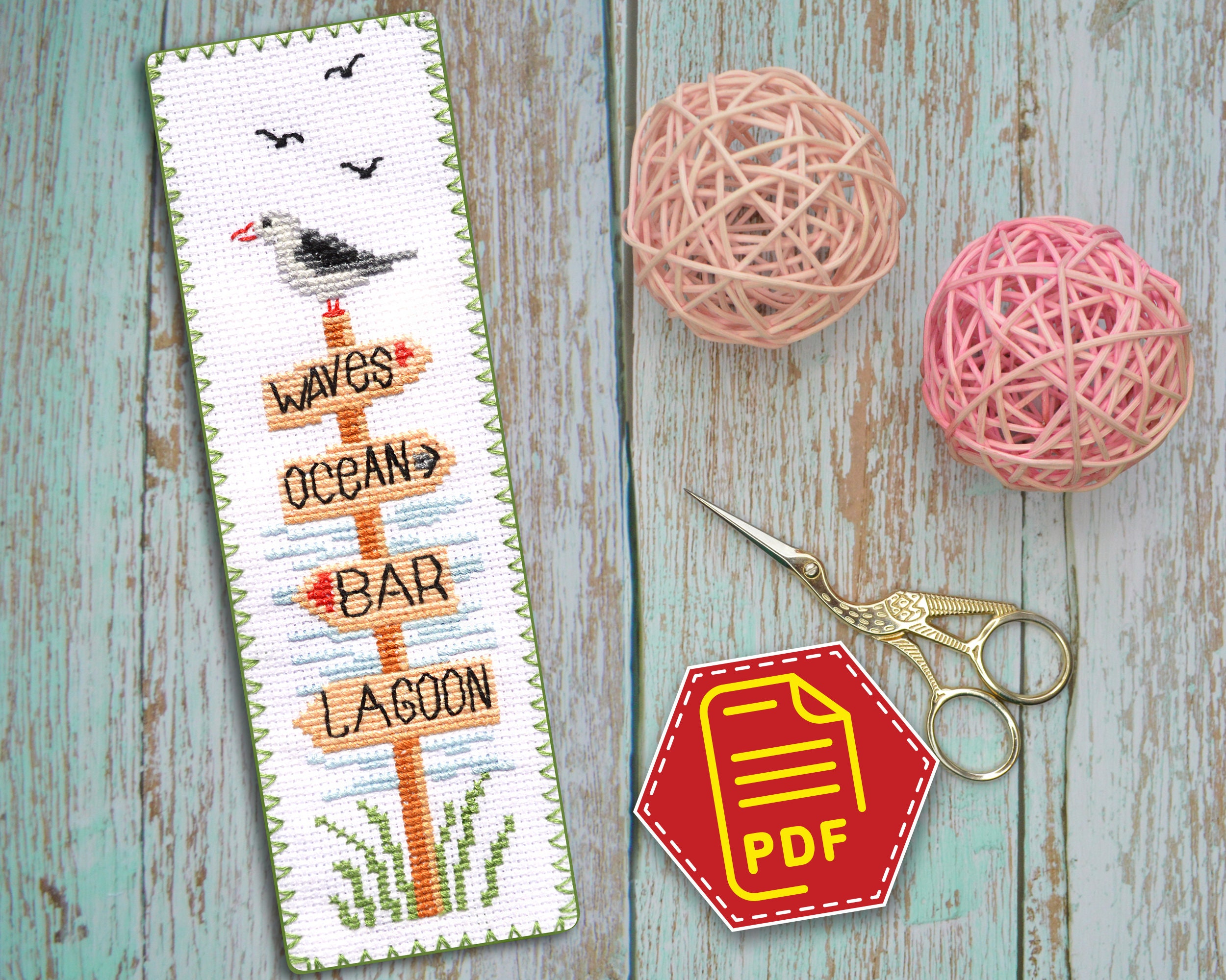 Summer Cross Stitch Pattern 'beach Pointer' - Embroidery Design for ...