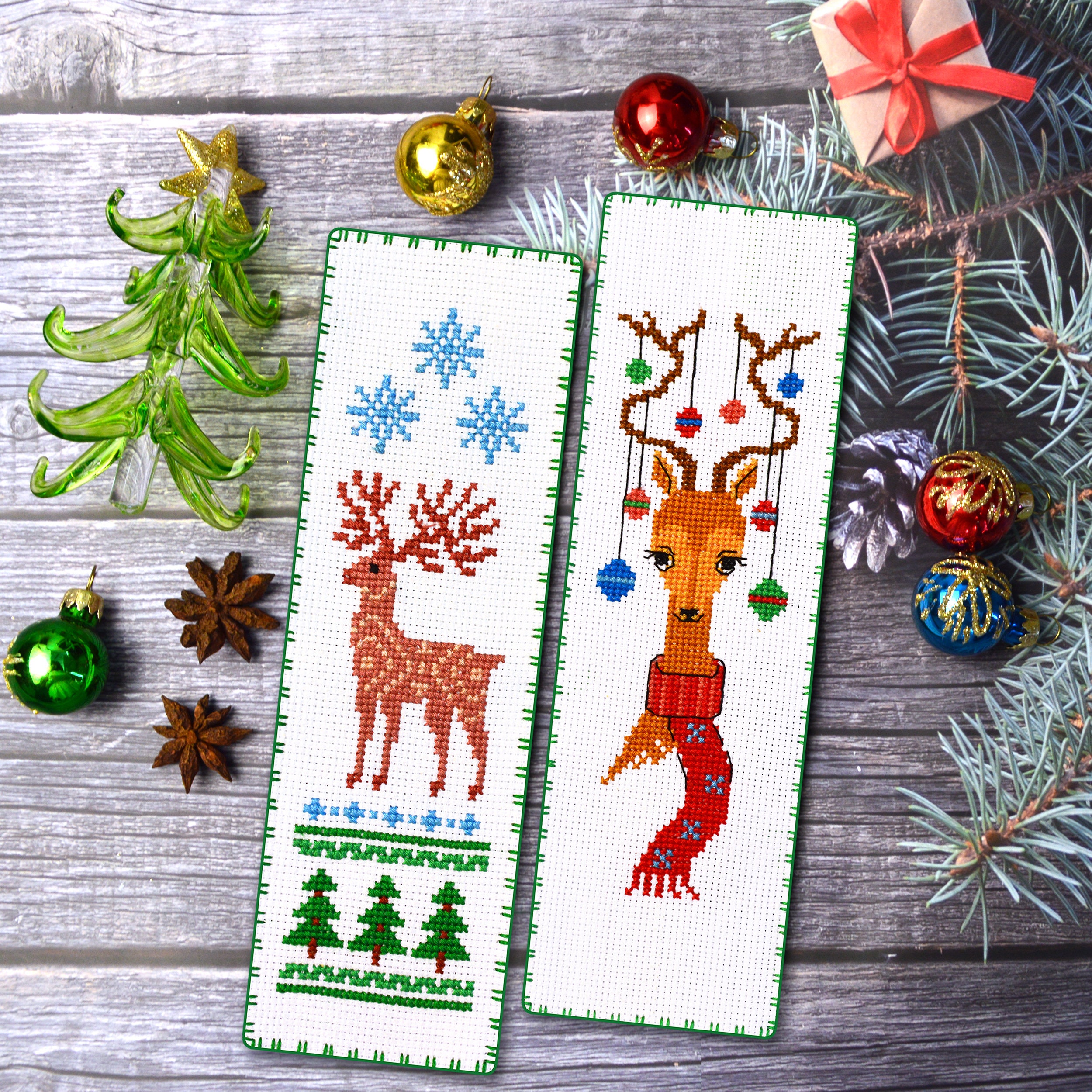 Santa's Reindeer Christmas Cross Stitch Bookmark Pattern - Winter ...