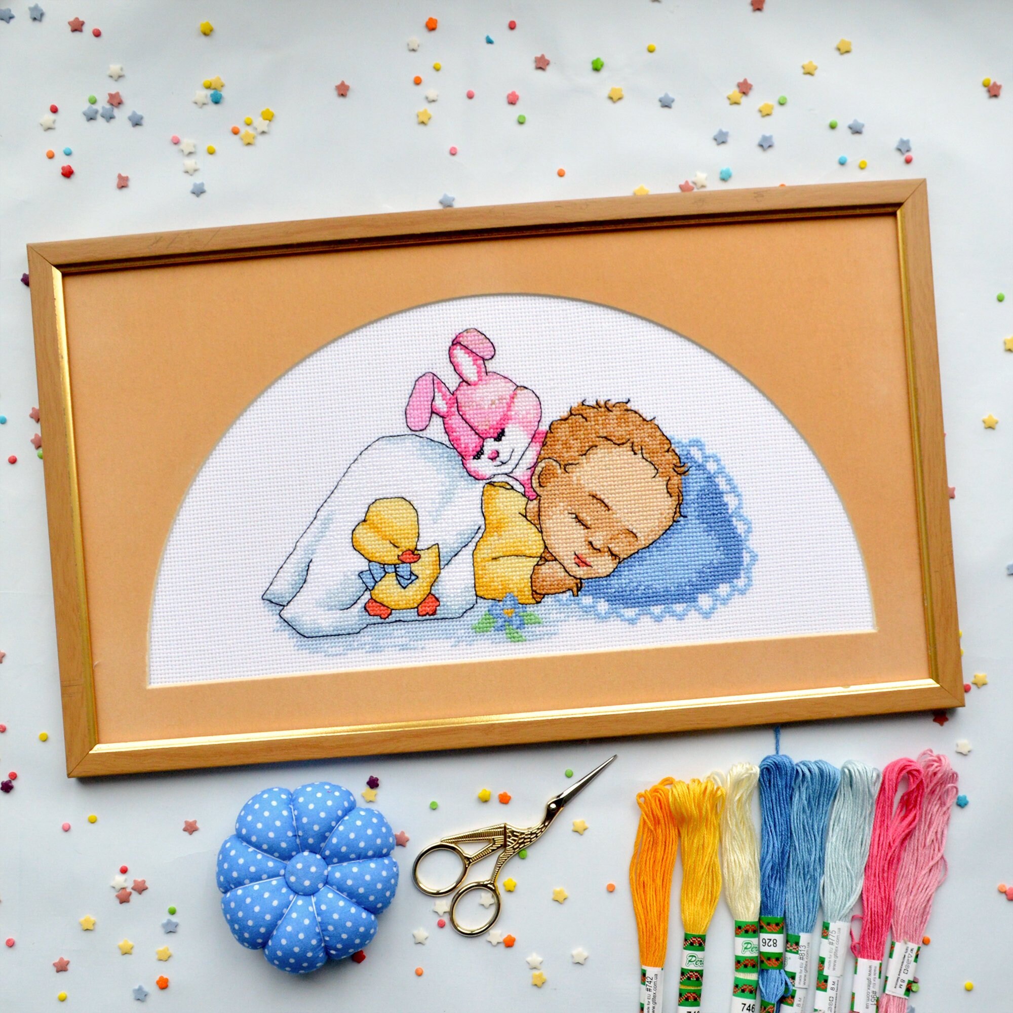 Nursery Cross Stitch Kit Newborn Baby Embroidery Kit With - Etsy