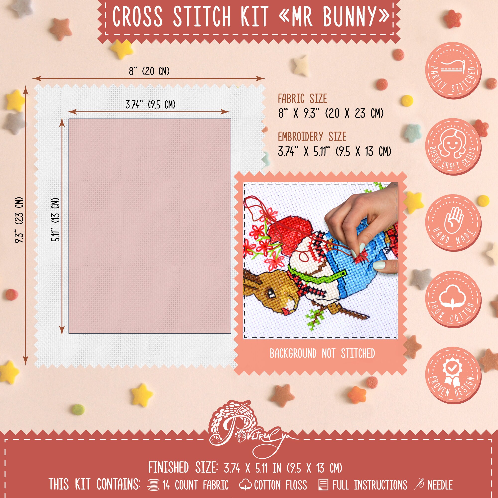 Bunny Rabbit Cross Stitch Kit Beginners Embroidery With | Etsy