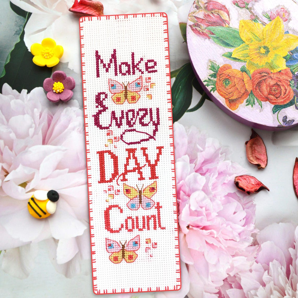 Bookmark Cross Stitch Pattern 'make Every Day Count' Inspired Quote ...