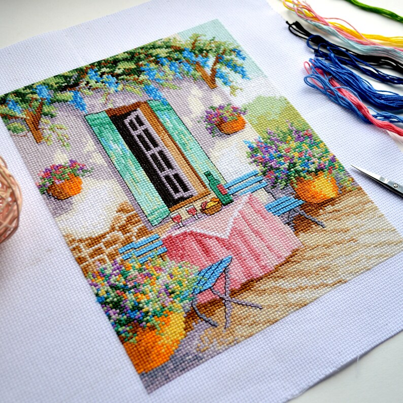 Cute Flower Garden Cross Stitch Pattern Summer Landscape | Etsy