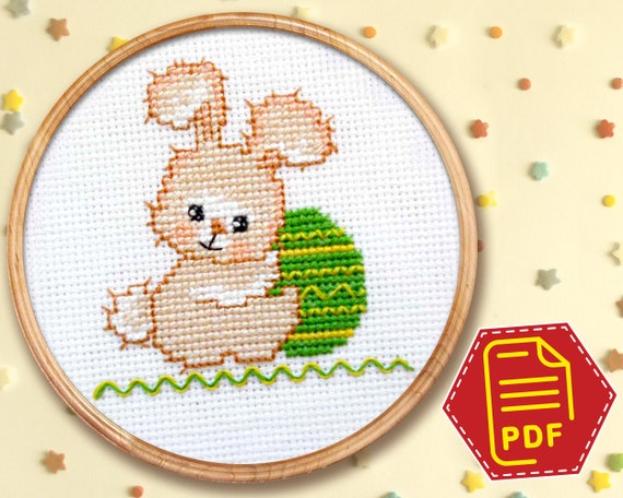 Counted Cross Stitch Easter Bunny Pattern DIY Wall Decor for | Etsy