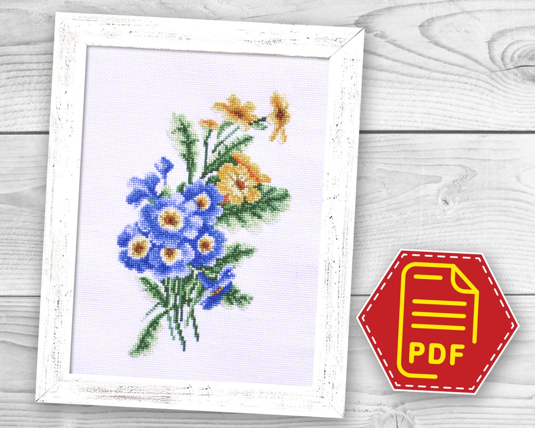 Primrose Cross Stitch Pattern Flower Embroidery Design for Adults and ...