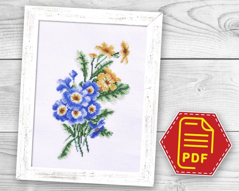 Primrose Cross Stitch Pattern Flower Embroidery Design for - Etsy