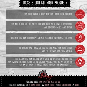 Red Poppies Bouquet Cross Stitch Kit, Poppy Embroidery Kit for ...