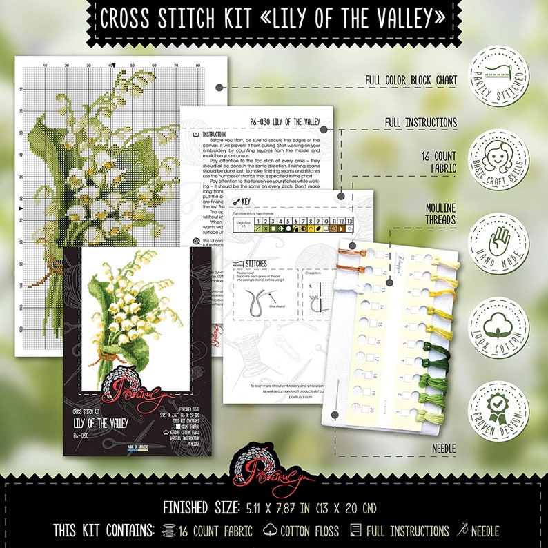 May Lily Cross Stitch Kit 'lily of the Valley' DIY - Etsy