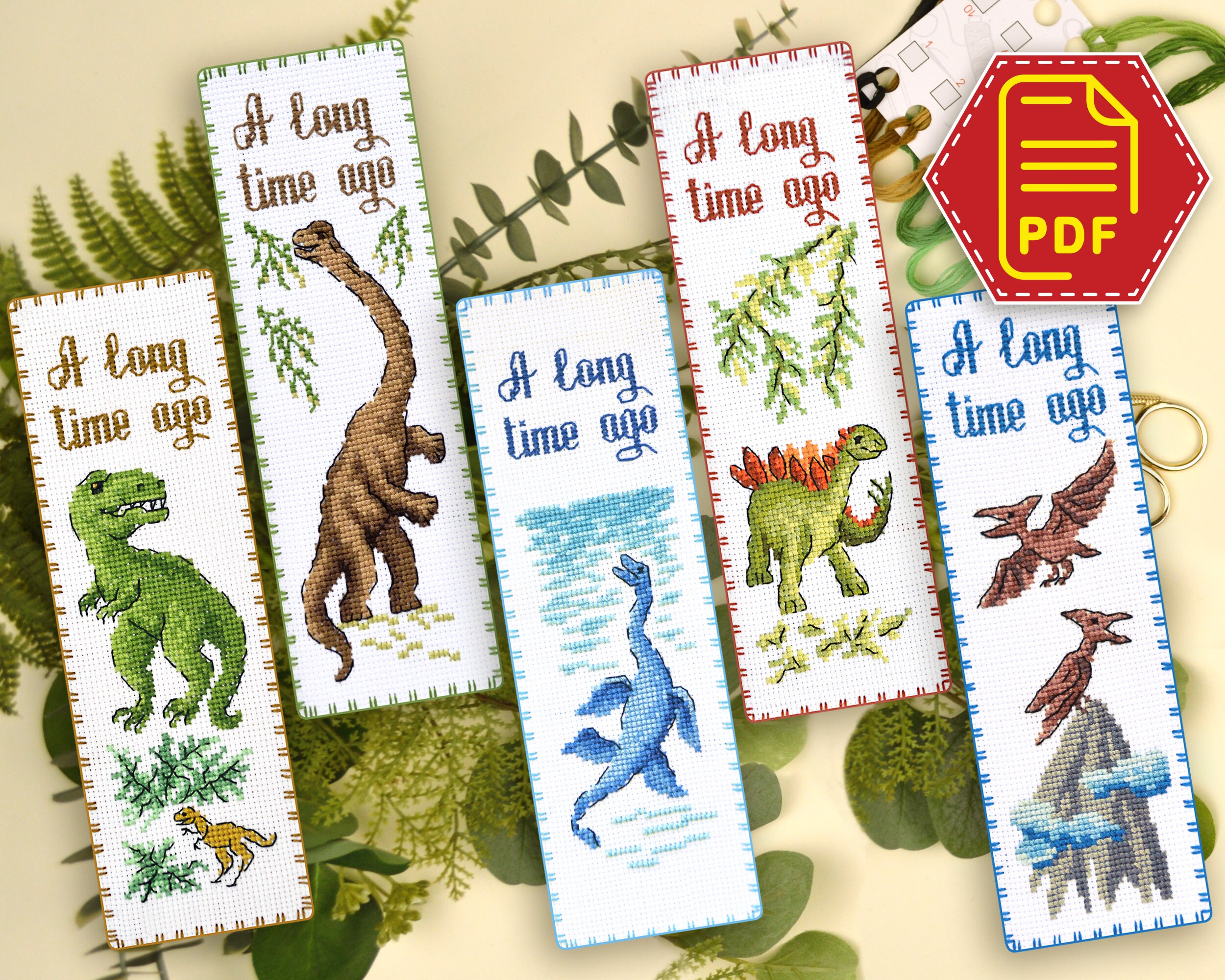 Set of 5 Cross Stitch Bookmark Patterns in PDF | Etsy