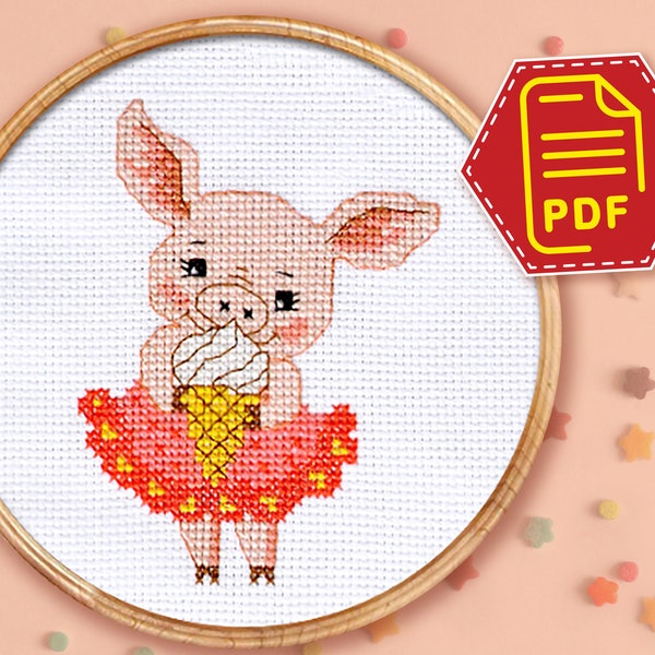 Pig Cross Stitch - Etsy