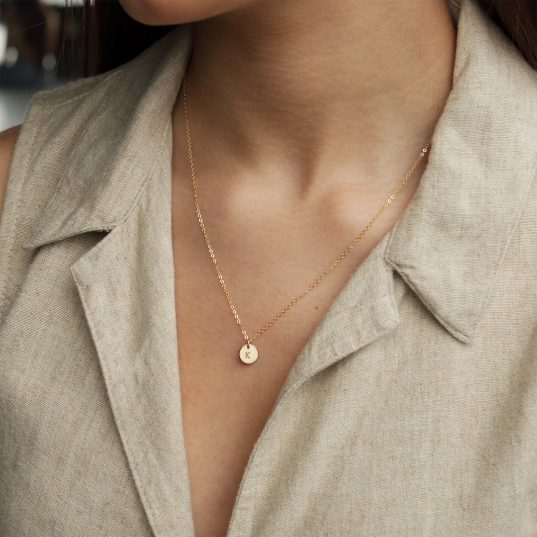 MANDY DISC NECKLACE - Small Disc Necklace, Multiple Initial Necklace ...