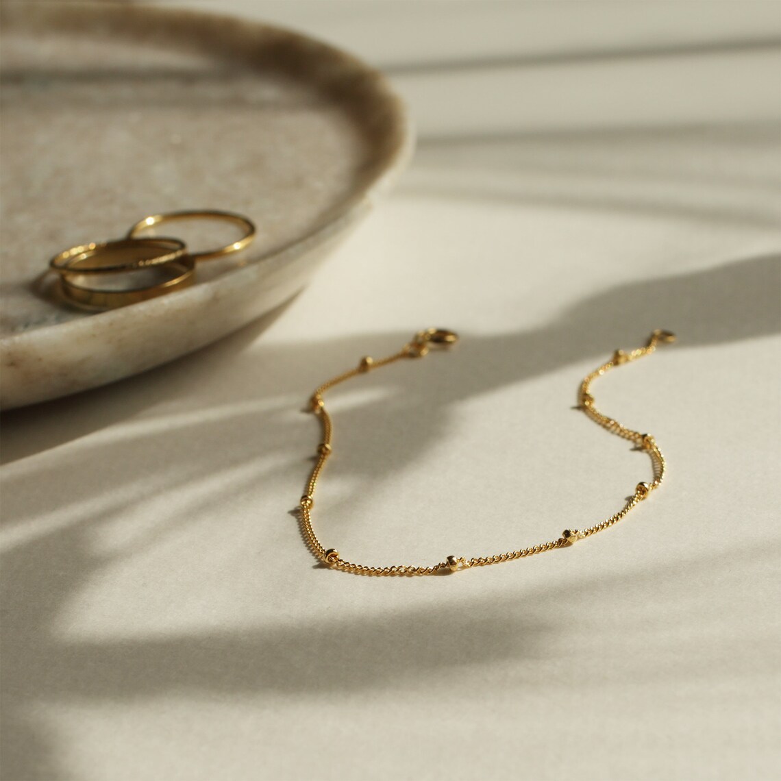 EVE Bracelet • Beaded Chain Bracelet • Delicate Bracelet, Minimal ...