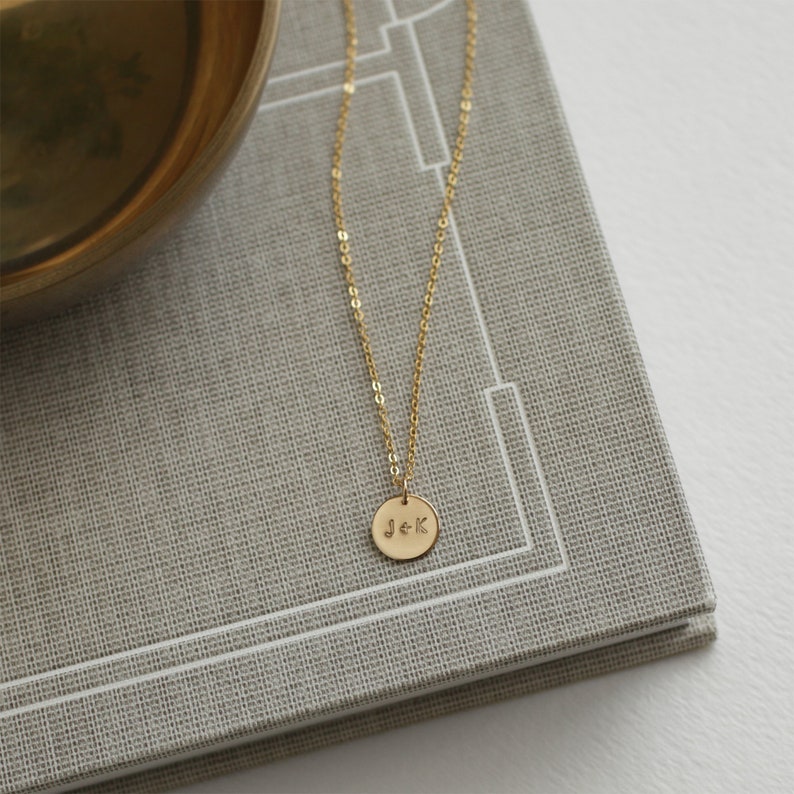Buy KATIE NECKLACE • 9mm Disc Charm Necklace • Circle Engraved Necklace ...
