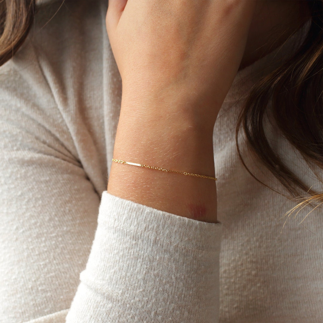 KATE BRACELET -dainty Simple Chain Bracelet, Chain Bracelet, Bar Chain ...