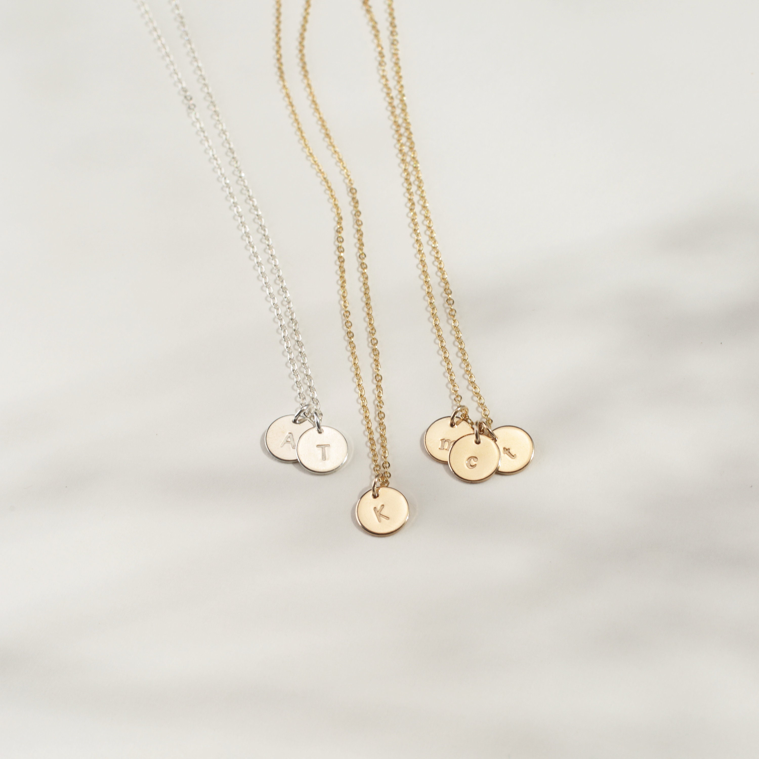 MANDY DISC NECKLACE - Small Disc Necklace, Multiple Initial Necklace ...