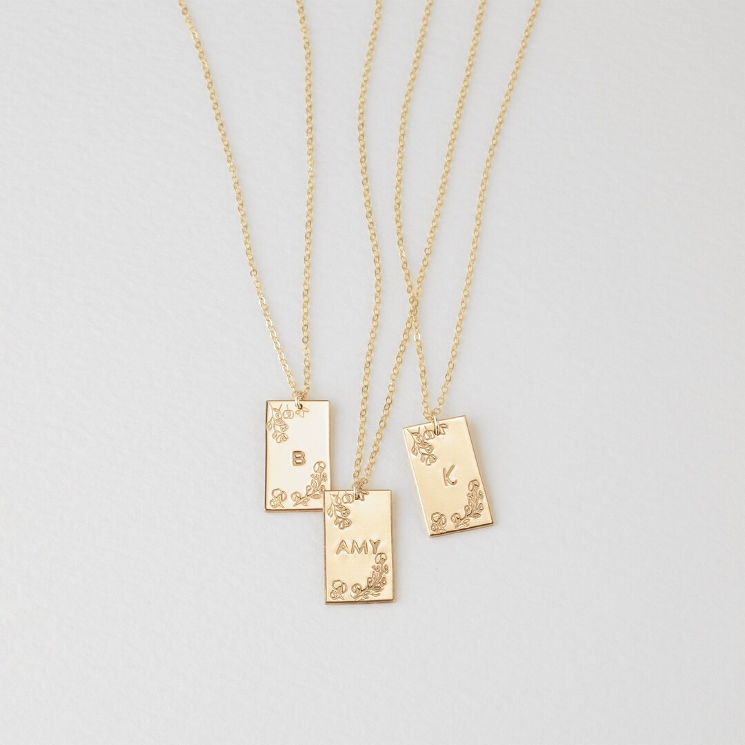 LAYLA Tag Necklace, Initial Tag Necklace, Personalized Necklace ...