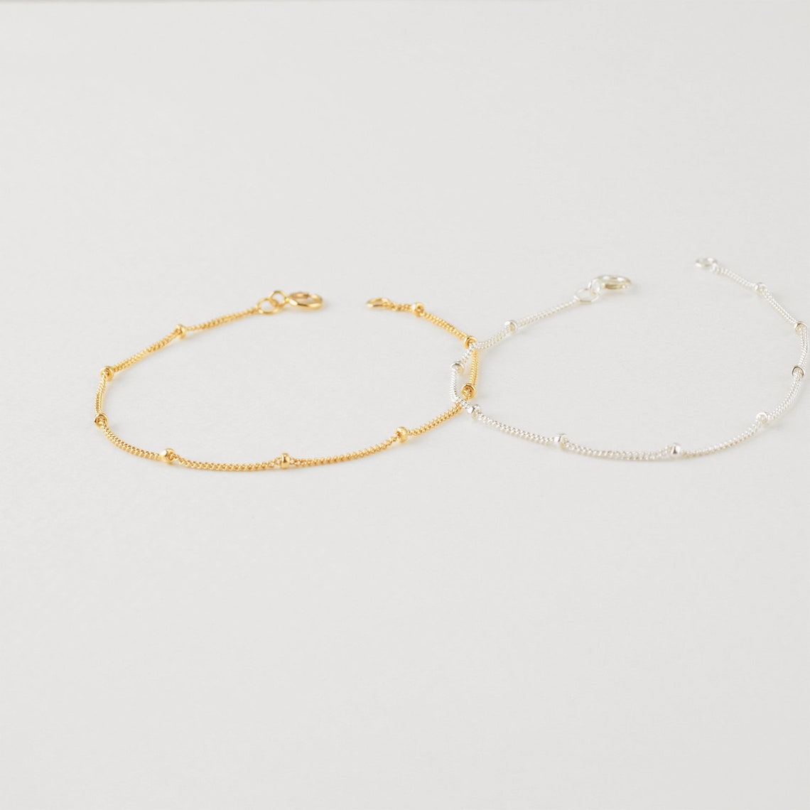EVE Bracelet • Beaded Chain Bracelet • Delicate Bracelet, Minimal ...
