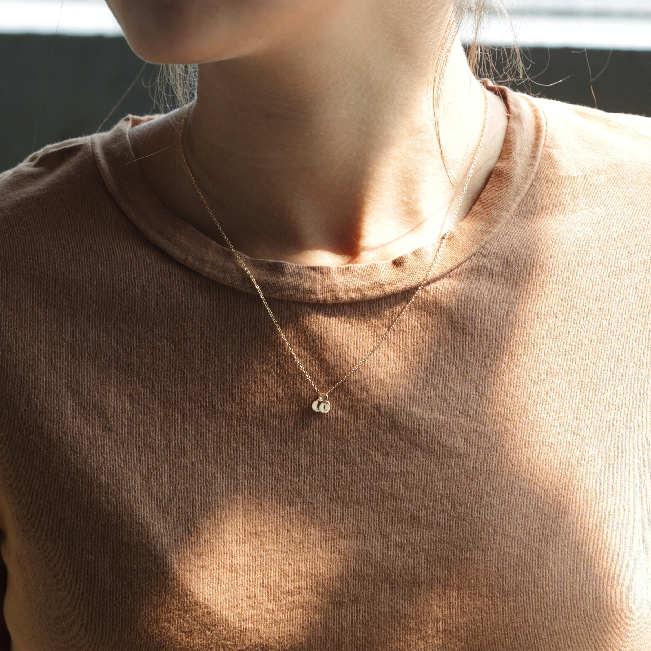 CARLA NECKLACE Tiny Disc Necklace Multiple Initial - Etsy