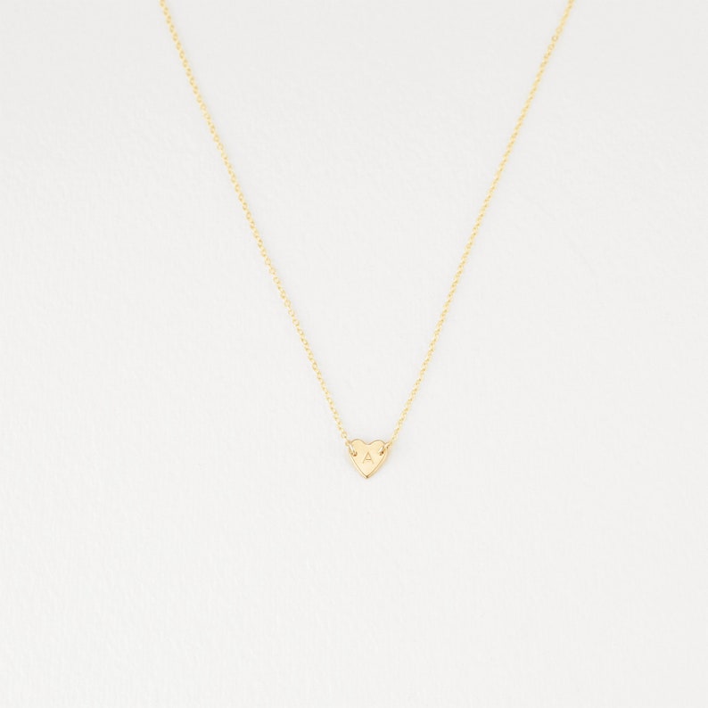 EMILY Heart Necklace Dainty Initial Necklace Custom Letter - Etsy