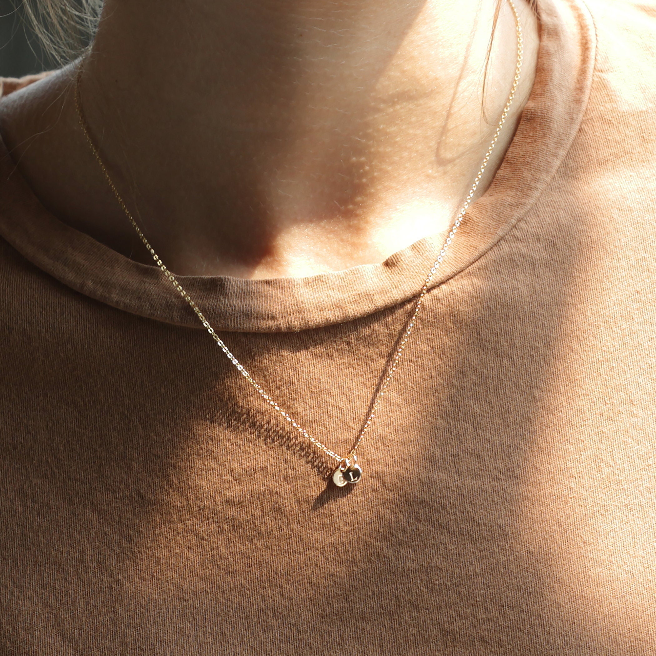 CARLA NECKLACE Tiny Disc Necklace Multiple Initial - Etsy