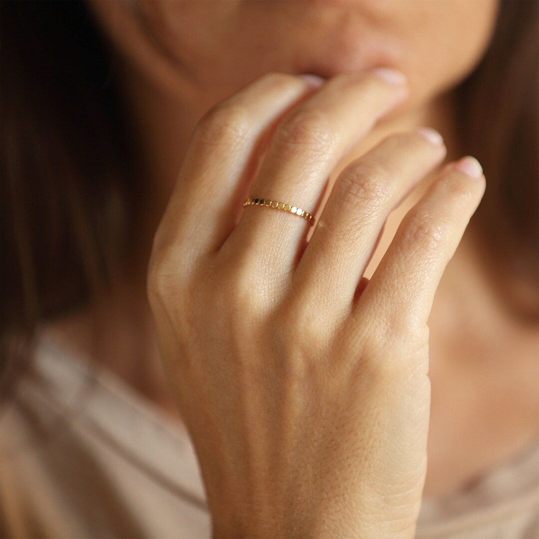 MARGOT RING - Stackable Ring, Every Day Ring, Gold Bead Ring, Silver Dot Ring, Dainty Ring for ...
