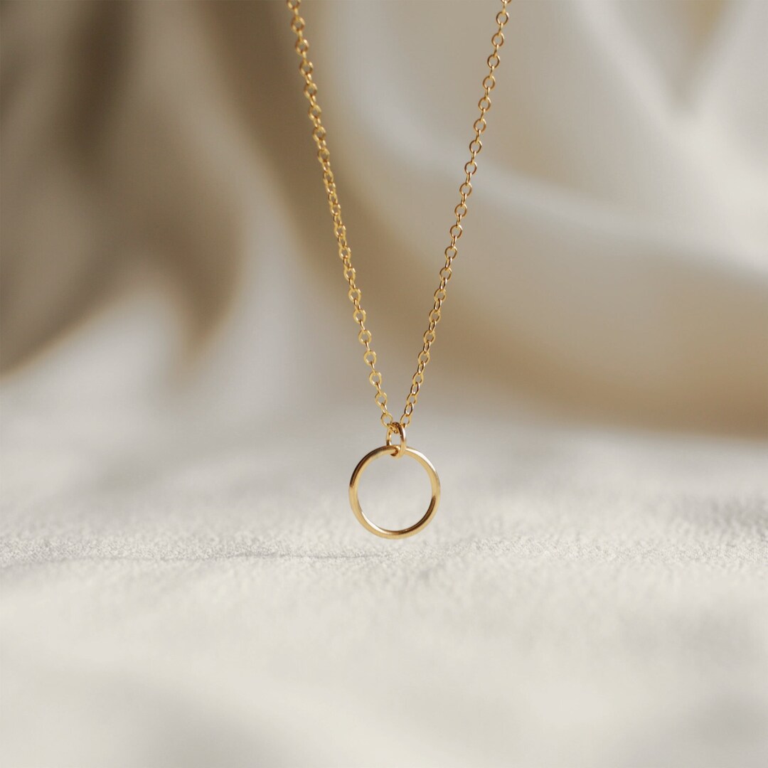CIRCLE NECKLACE •small Eternity Necklace, Simple Gold Necklace, Dainty ...