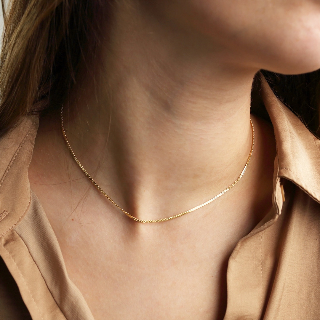 15" MIMI Necklace - Serpentine Necklace, Dainty Chain Necklace, Delicate Chain, Layering ...