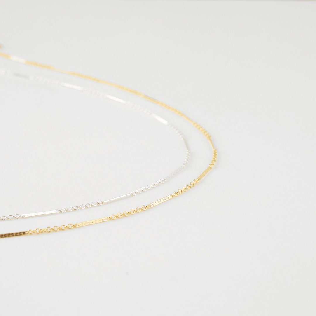 15" KATE NECKLACE -dainty Simple Chain Necklace, Chain Necklace, Bar ...
