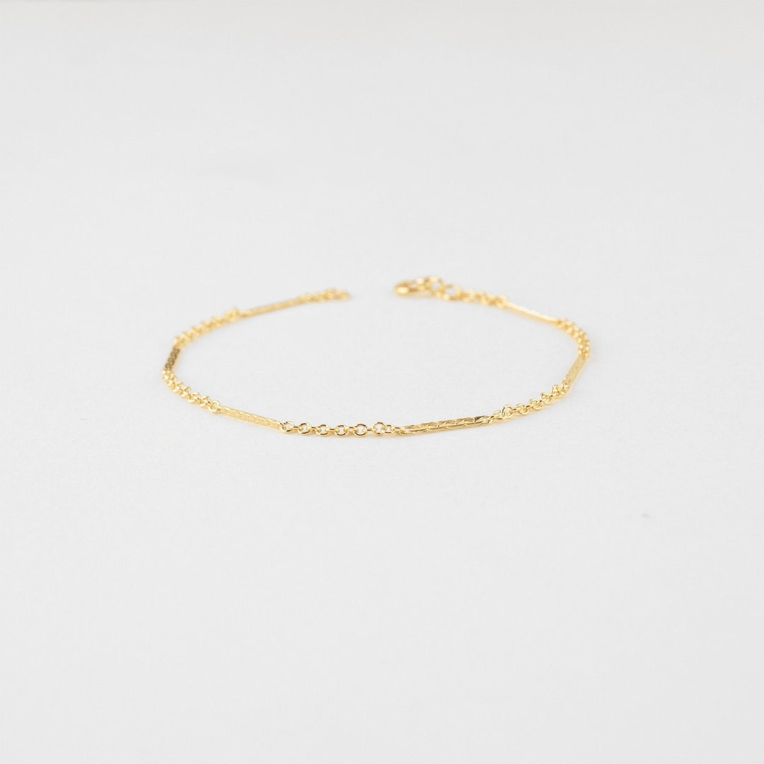 KATE BRACELET -dainty Simple Chain Bracelet, Chain Bracelet, Bar Chain ...