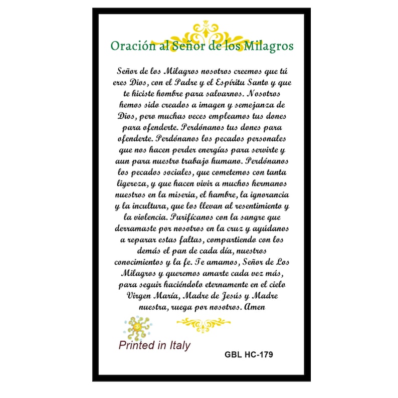 Oracion Al Senor De Los Milagros Tarjeta De Rezo Laminada Set - Etsy España Oracion Al Senor De Los Milagros Tarjeta De Rezo Laminada Set - Etsy España