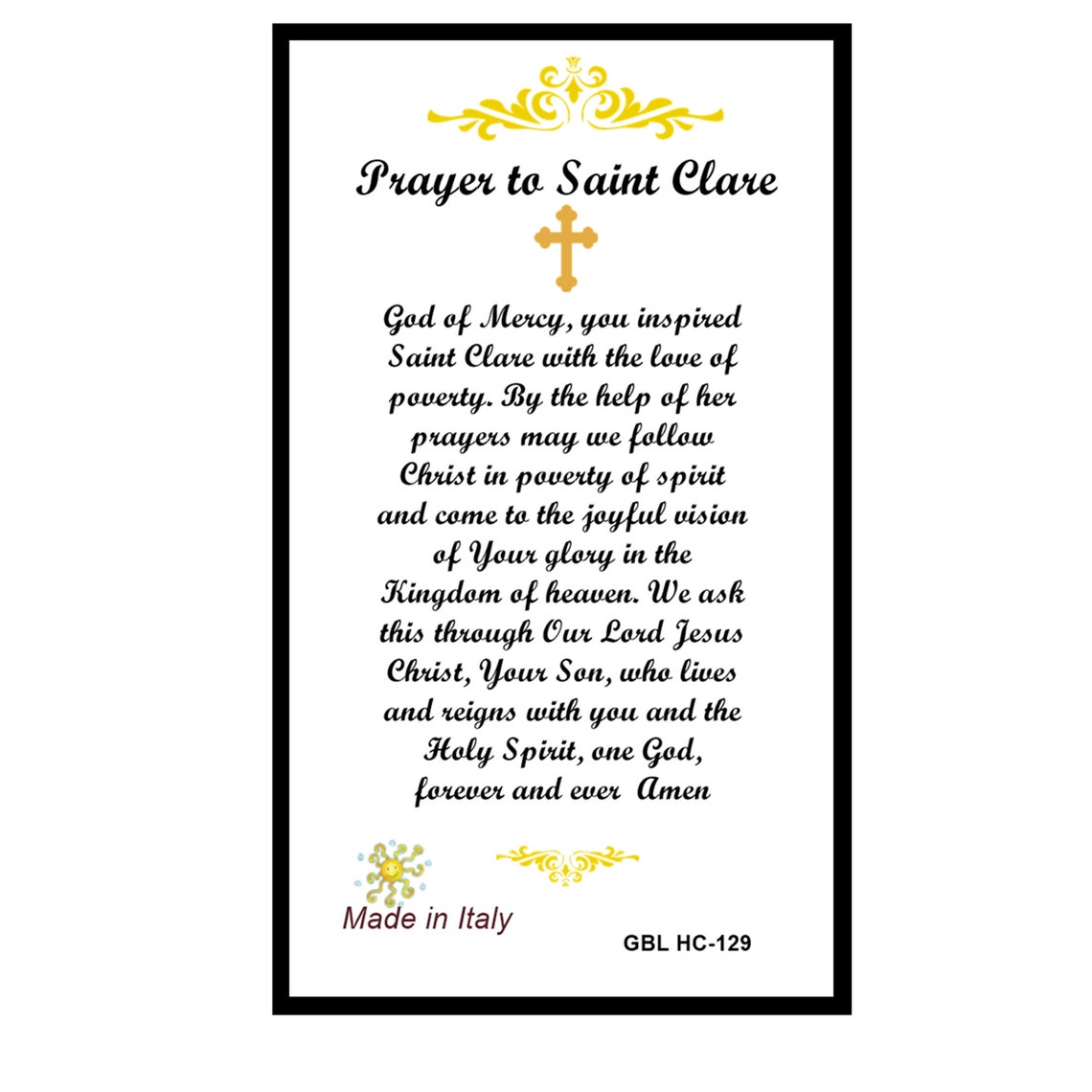 Saint Clare of Assisi Prayer Cards Patron Saint of Eye - Etsy