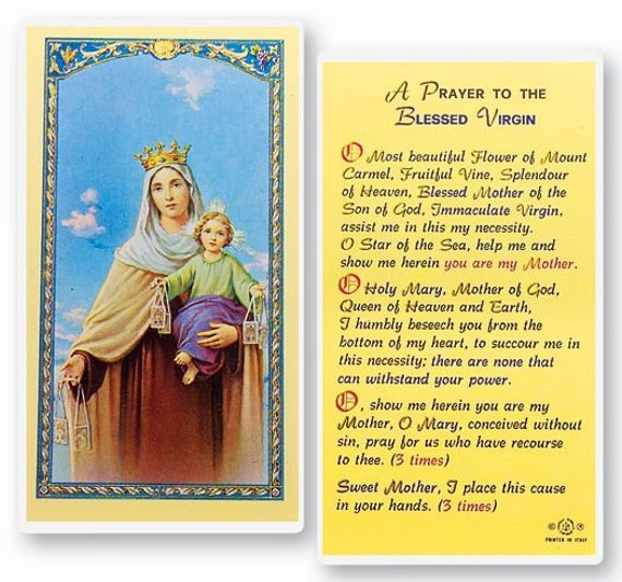 Prayer Novena to Our Lady of Mount Carmel Holy Card Set of 10 - Etsy