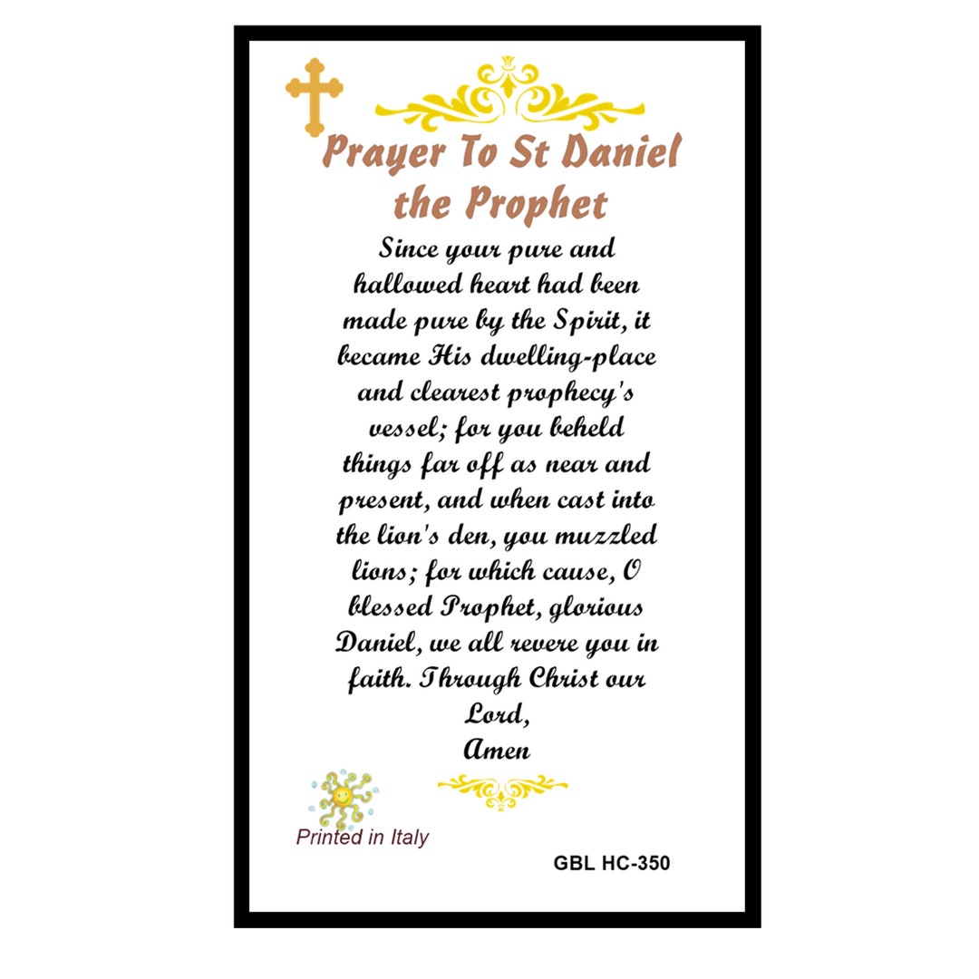 Saint Daniel the Prophet Laminated Italian Holy Card With Gold Accents ...