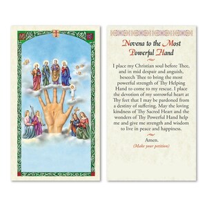 Novena to the Most Powerful Hand Laminated Holy Card Set of 10 HC-126 ...