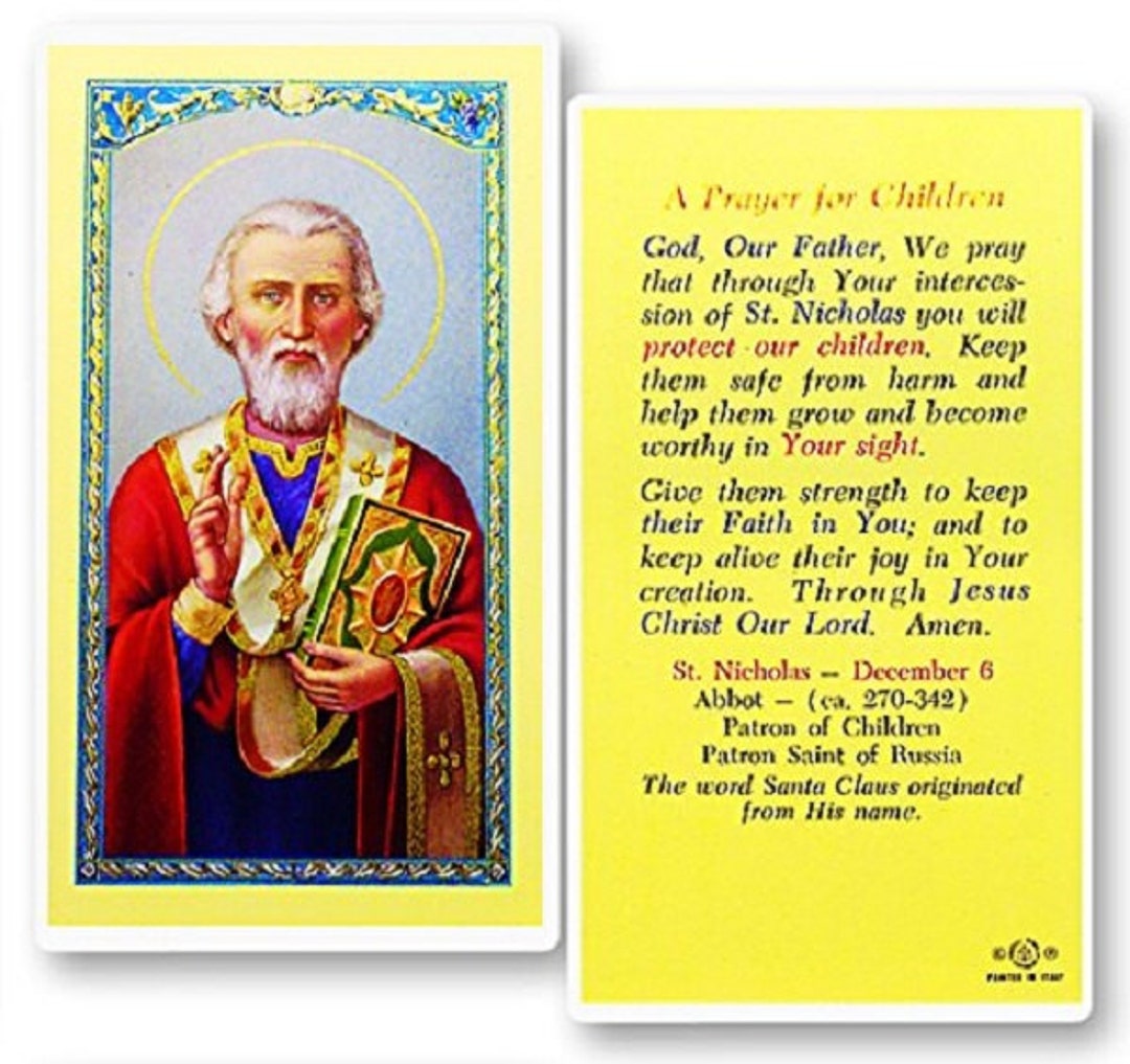 Saint Nicholas Prayer for the Children Laminated Holy Card Set - Etsy