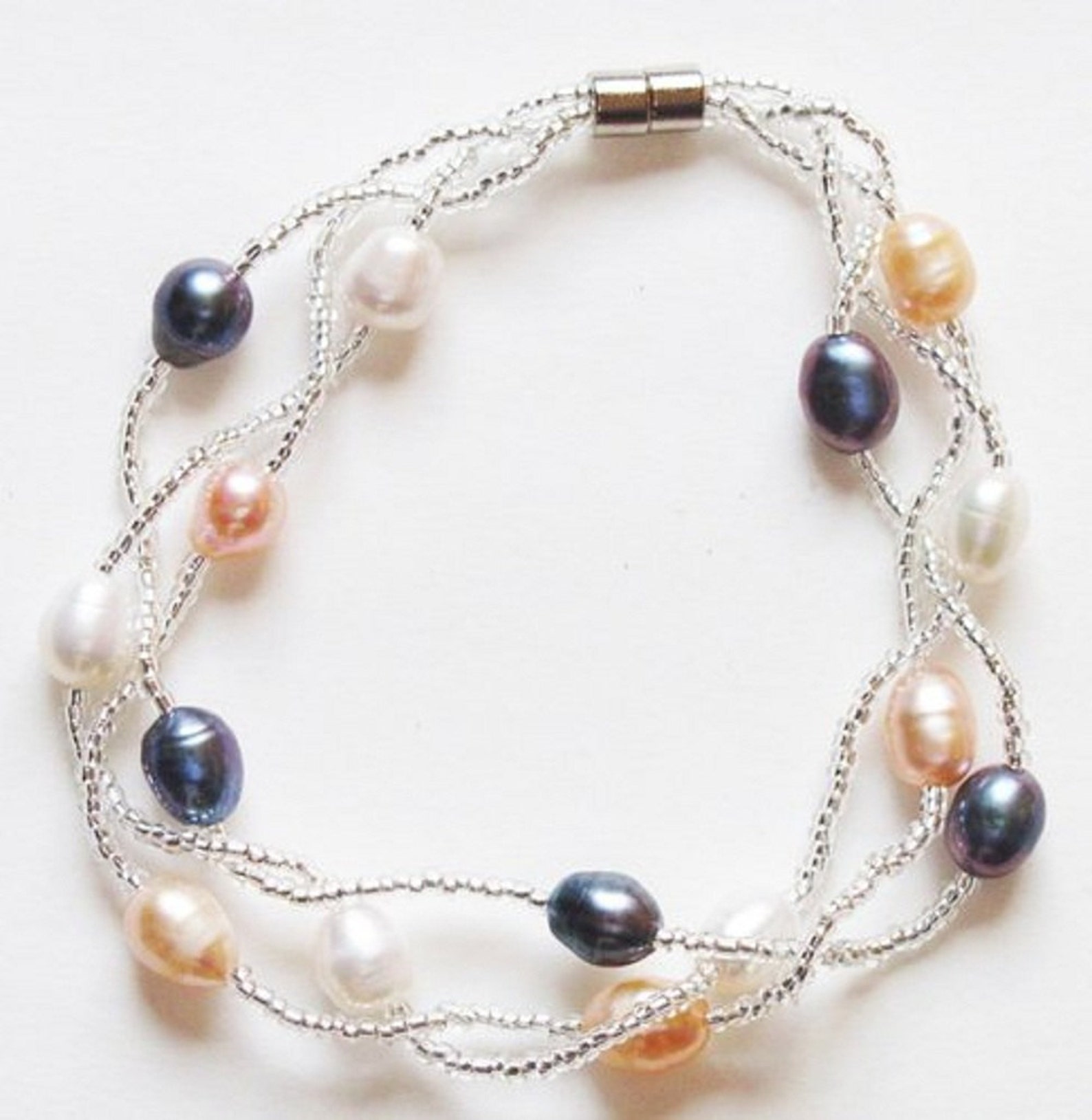 Magnetic Multi Strand Cultured Freshwater Pearls and Crystal - Etsy