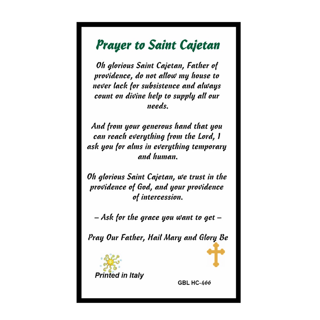 Prayer to Saint Cajetan Prayer to Saint Cajetan for Good Luck - Etsy UK