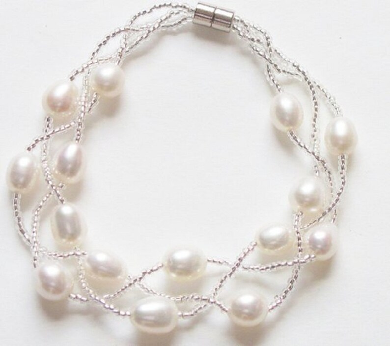 Magnetic Multi Strand Cultured Freshwater Pearls and Crystal - Etsy